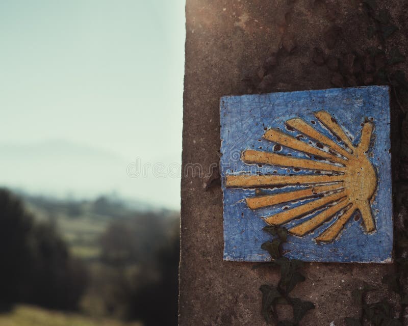 Scallop Shell Symbol Signpost Stock Image - Image of peregrination ...