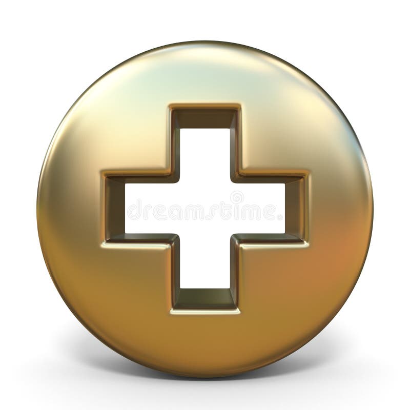 3D Golden Addition Symbol stock illustration. Illustration of ...