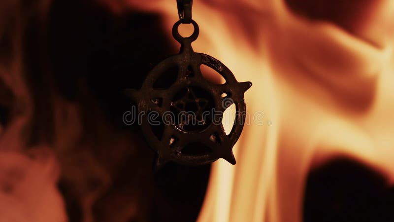 Symbol of Protection Pentagram on Hell Fire Stock Footage - Video of ...