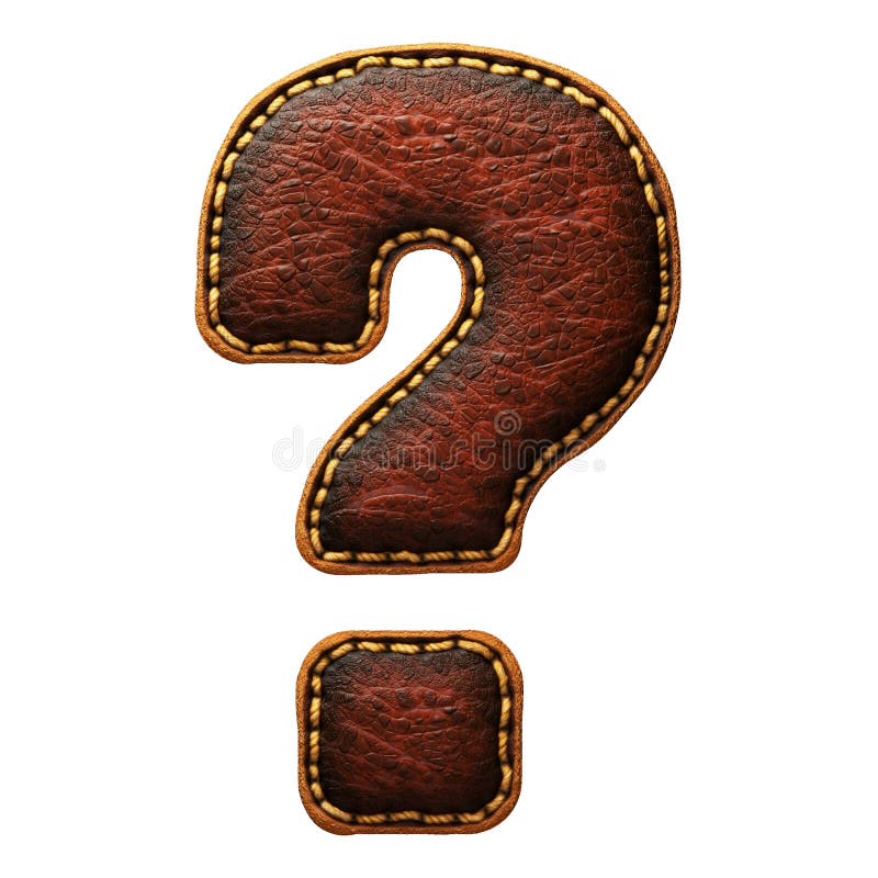 Symbol Question Mark Made of Leather. 3D Render Font with Skin Texture ...