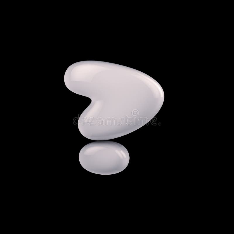 Symbol Question of Milk, White Colors on a Black Background, 3d Render ...