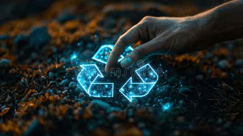Symbol of Recycling and Ecological Recycling. Human Hand Touching ...