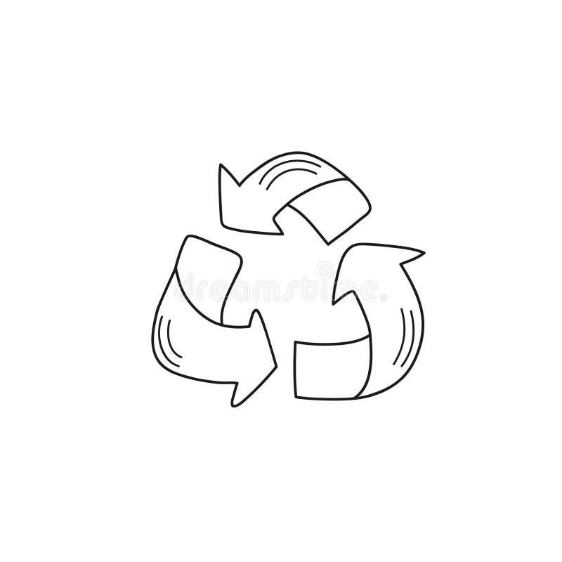 Symbol of Recycling Waste. Vector Line Illustration in Doodle Style ...