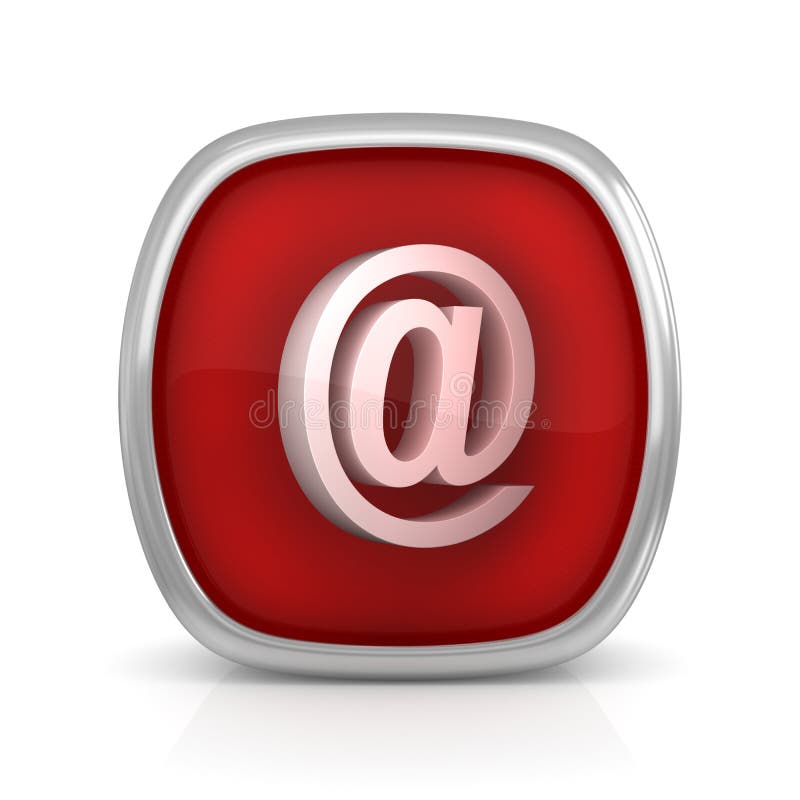 At Symbol in Red Button stock illustration. Illustration of icon - 56084110