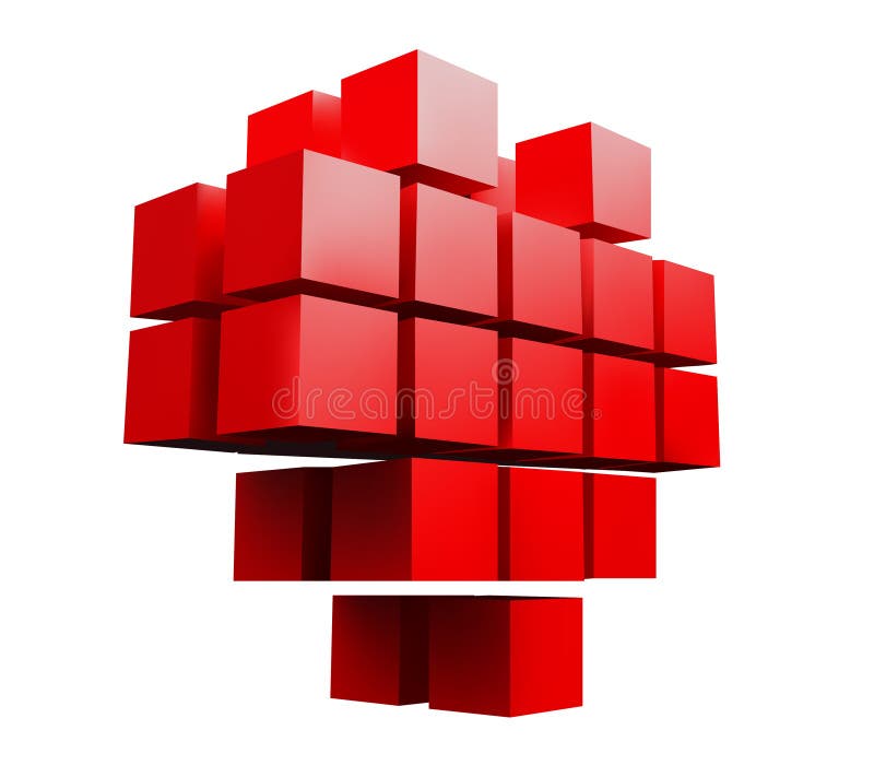 Symbol of Red Heart from Cubes. Stock Vector - Illustration of romantic ...