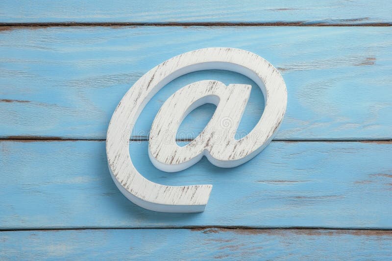 White at Sign on Blue Wooden Background Stock Image - Image of painted ...