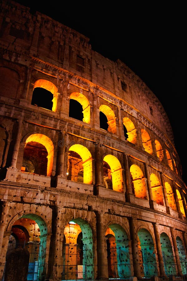 The Symbol of Rome at Night, the Colosseum Stock Image - Image of italy ...