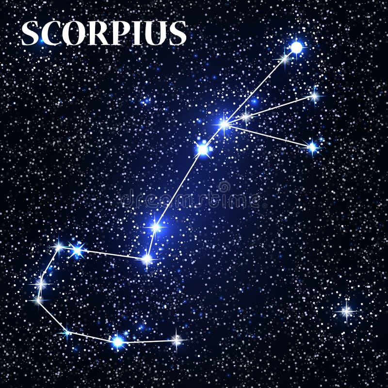 Scorpius Sign. Stars Map of Zodiac Constellation Stock Vector ...