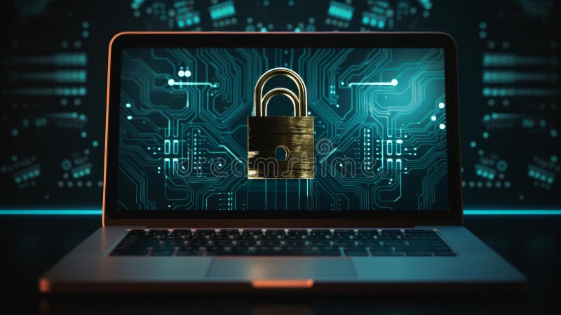 Symbol of Security a Lock Icon on the Computer Screen Ensures Your ...