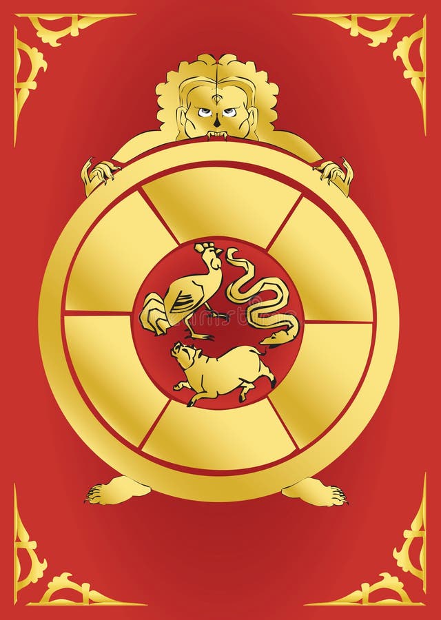 Golden Religious Symbol - Buddhist Wheel Stock Image - Image of light ...