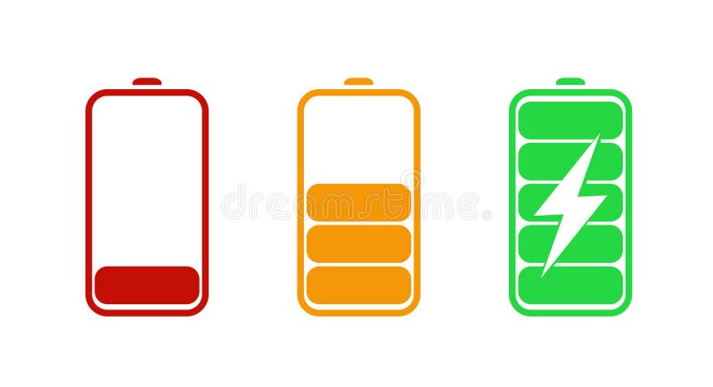Symbol Set - Akku. Battery on Charge Stock Illustration - Illustration ...