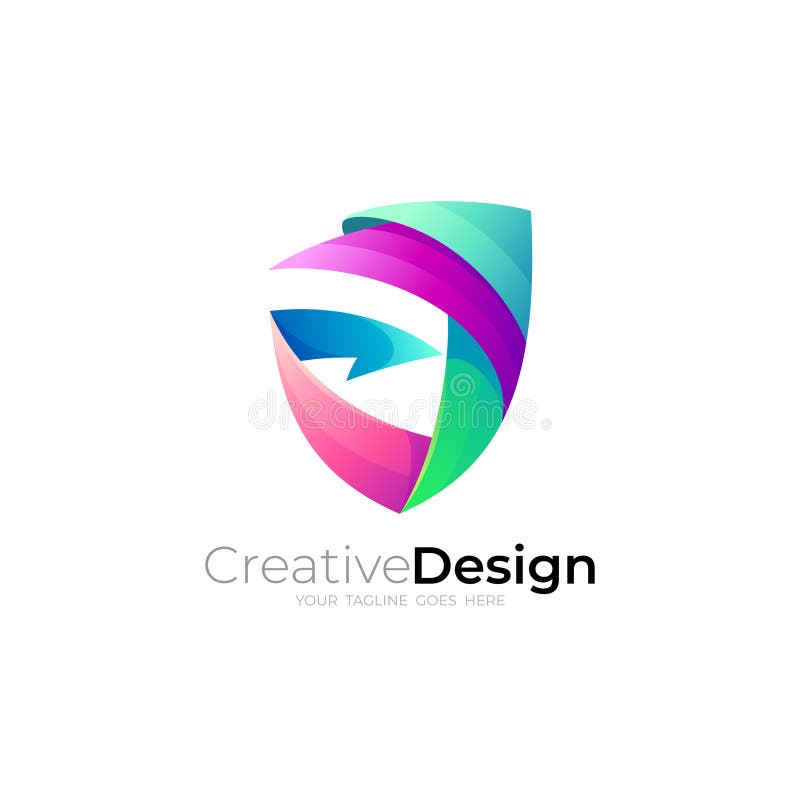 Symbol Shield Logo with 3d Colorful Design Vector Stock Vector ...