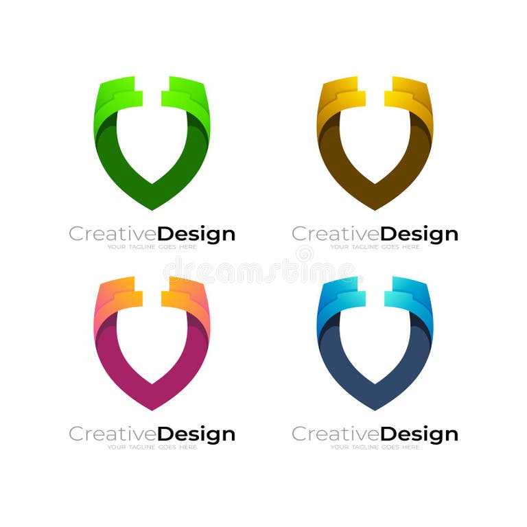 Symbol Shield Logo with Security Design, Set Shield Logos Stock Vector ...