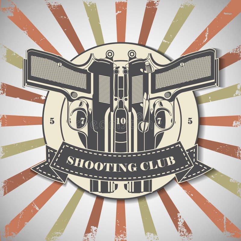 Shooting Club - Emblem With Crossed Guns And Tiger Stock Vector ...
