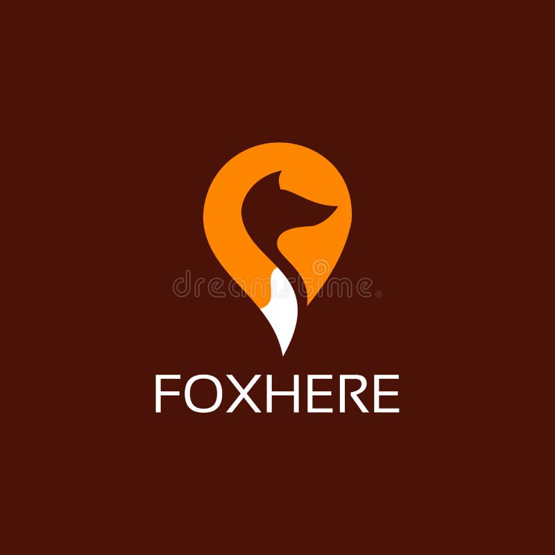 Simple Flat Mark Point Fox Logo Design Stock Vector - Illustration of ...