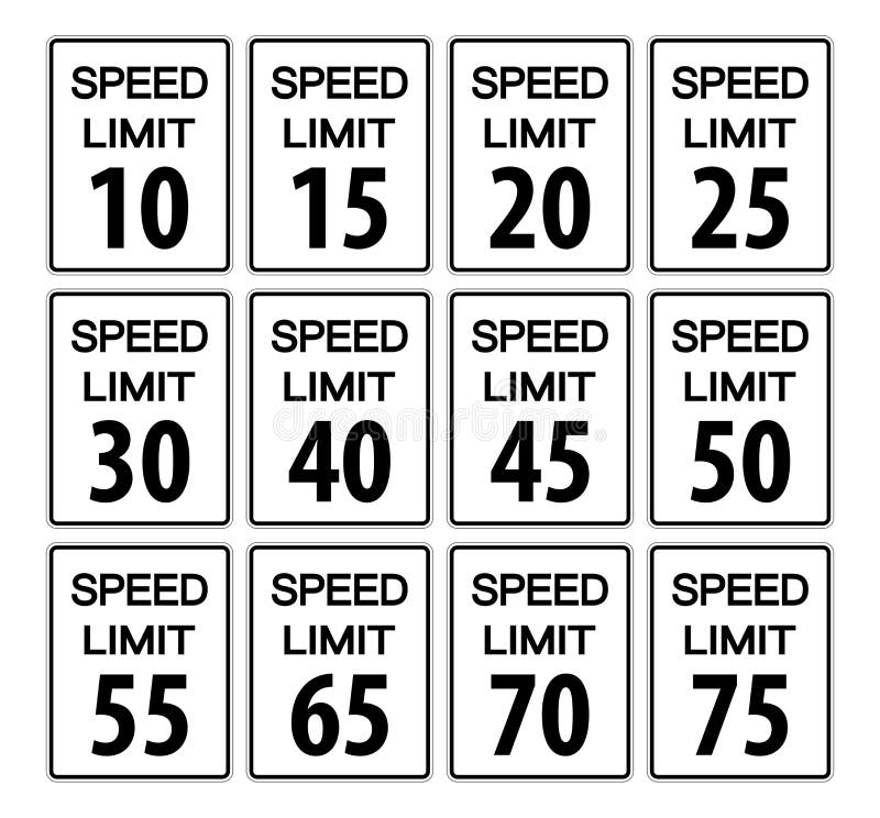 Symbol Speed Limit Sign Set Stock Vector - Illustration of vector ...