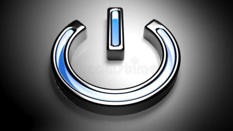 Start Symbol for Technology with Blue Light - 3D Rendering Stock ...