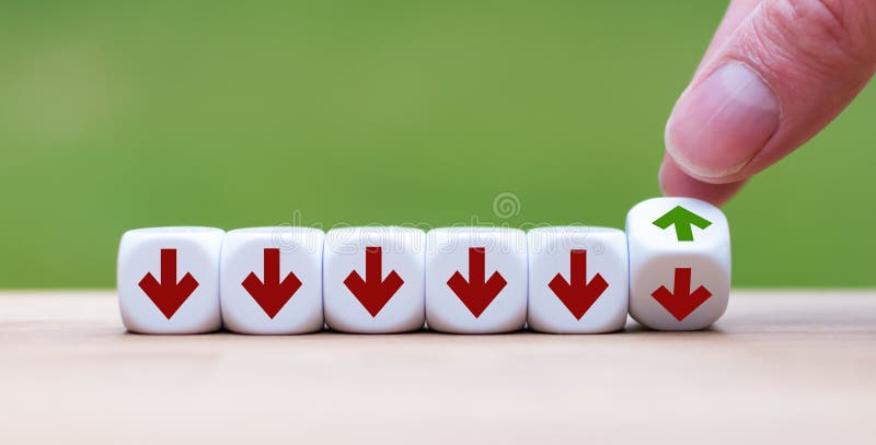 Symbol for Stopping a Trend. Stock Image - Image of rise, dice: 165684197