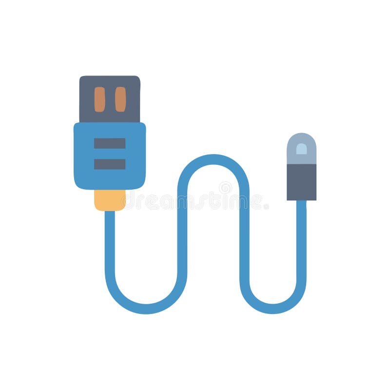 Stylish Charging Cable Symbol Stock Illustration - Illustration of ...