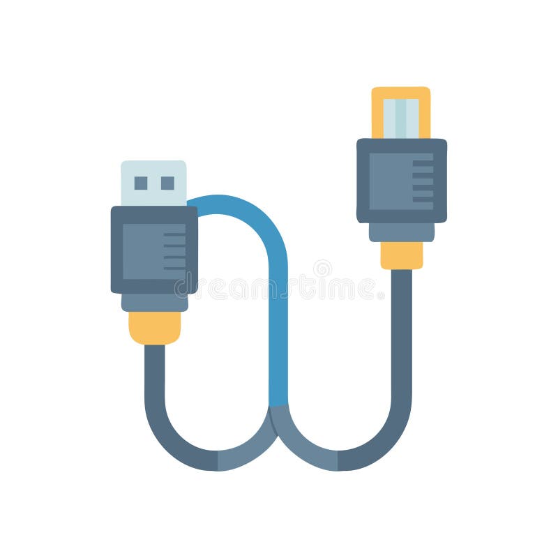 Stylish Data Cable Symbol stock vector. Illustration of technology ...