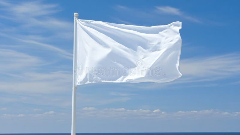 A Symbol of Surrender: White Flag on Pole for Surrendering in ...