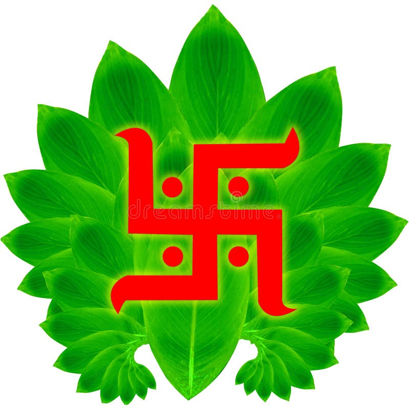 Swastik Design Green Leaves Background Stock Illustration ...
