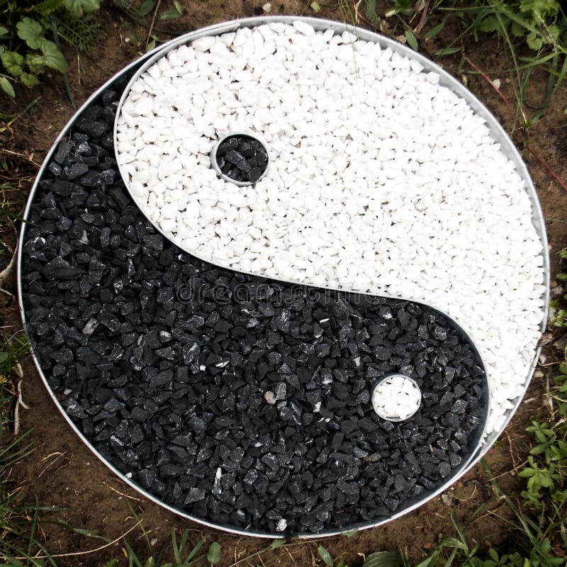 Symbol of Tao Made of Many Black and White Pebbles with Circles ...
