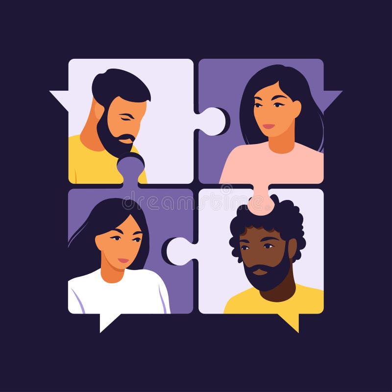 Symbol of Teamwork, Cooperation, Partnership. People Connecting Puzzle ...