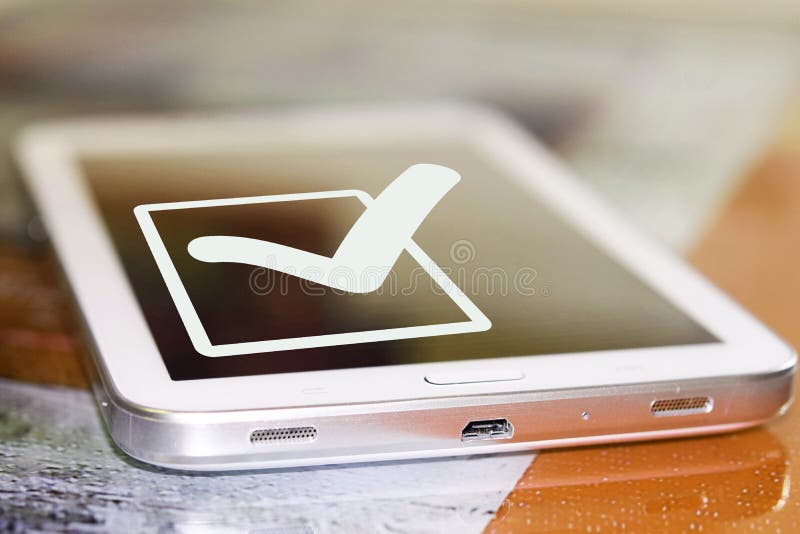 The Symbol of a Tick (Yes) on the Cell Phone Screen Stock Photo - Image ...