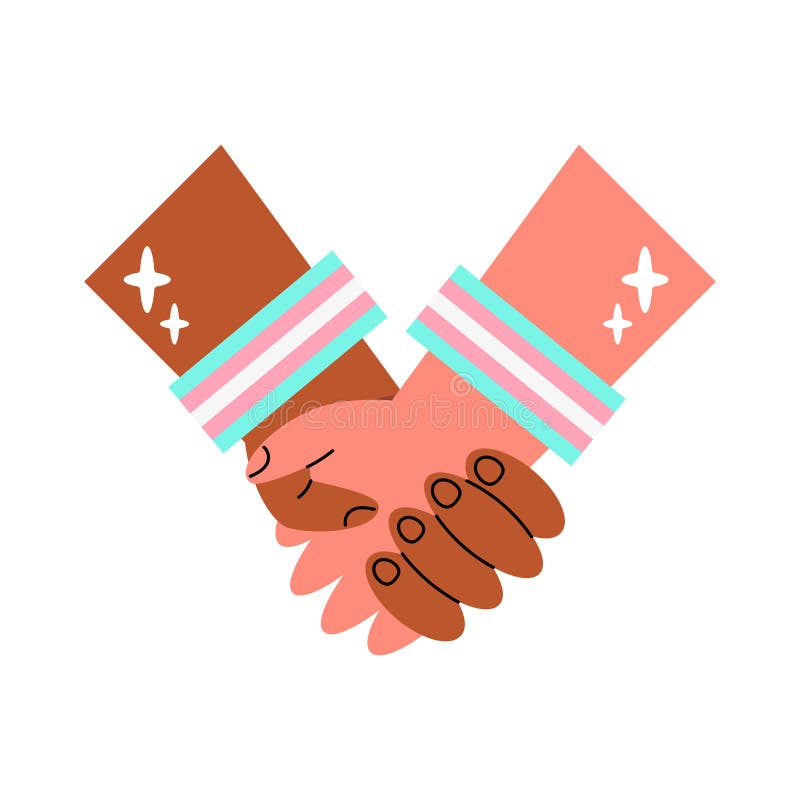 Two Hands Holding with Transgender Pride Colors Stock Illustration ...