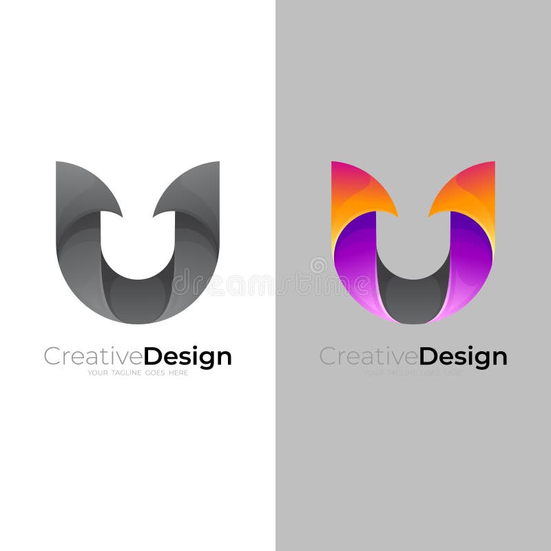 Symbol U Logo and 3d Colorful Icons Stock Vector - Illustration of ...