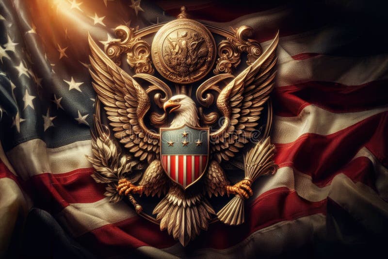 The Symbol of the United States. Emblem with the US Flag Stock Photo ...