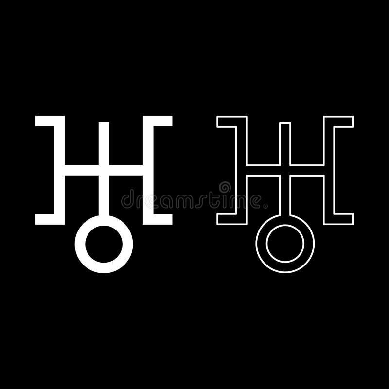 Symbol Uranus Icon Outline Set White Color Vector Illustration Flat ...