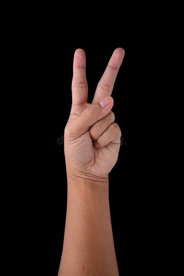 Symbol of Victory. Hand Isolated on Black Stock Image - Image of human ...