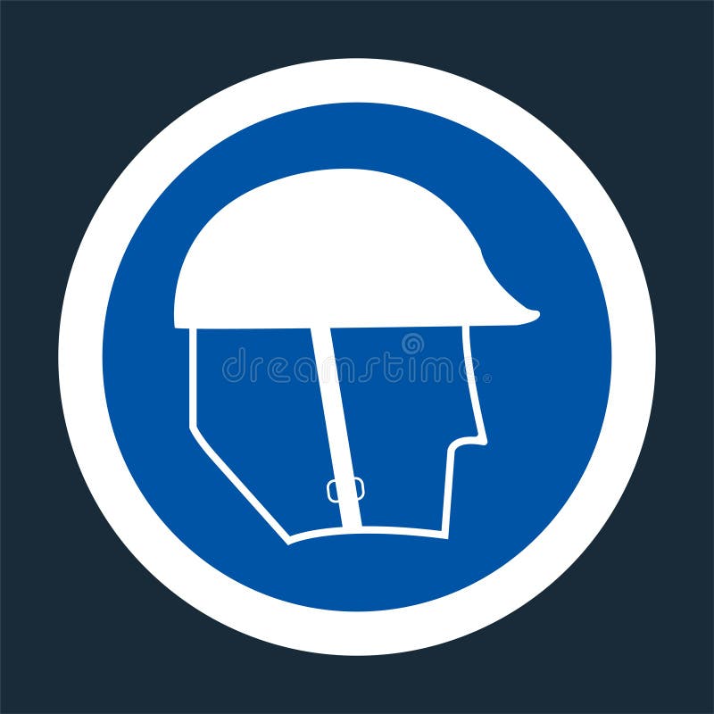 Symbol Wear Head Protection Sign on Black Background,vector ...