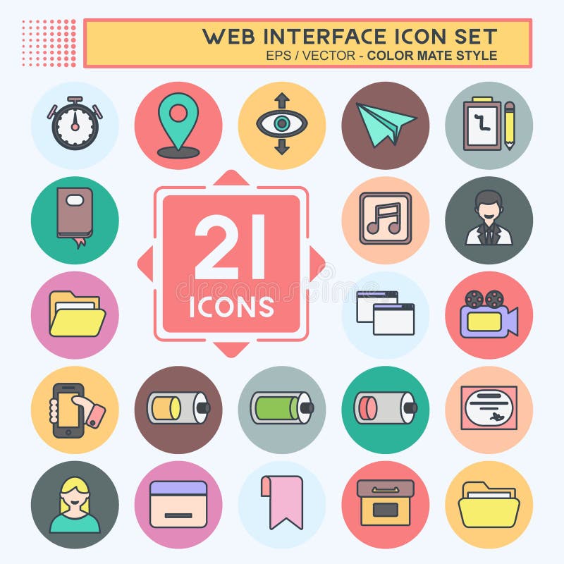 Symbol-Webinterface. Farbkombination. Einfach Gestaltbar. Designvorlagenvektor. Einfache ...