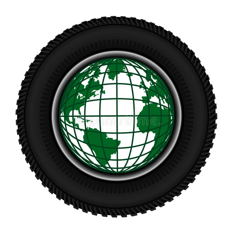Symbol Wheel Tire And Planet Earth Stock Vector - Illustration of auto ...