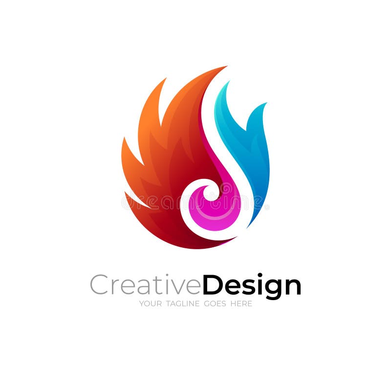 Symbol Wing Logo and Fire Design Illustration, Combination Icon Stock ...