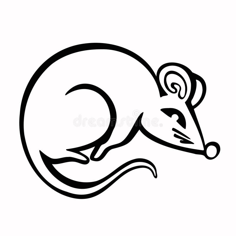 Symbol of the Year, Mouse, Rat, Hamster, Rodent, Line Vector ...