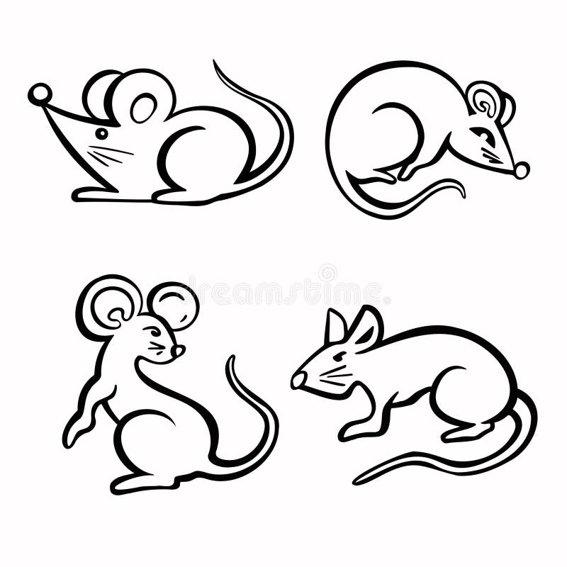 Symbol of the Year, Mouse, Rat, Hamster, Rodent, Line Vector ...