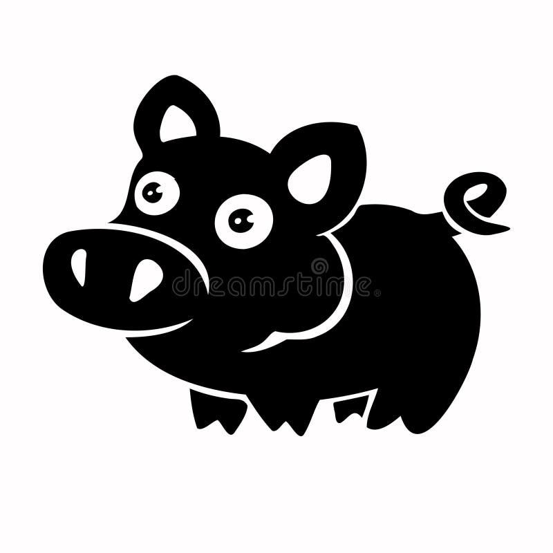 Symbol of the Year of the Pig, Boar, Black Silhouette and Vector ...