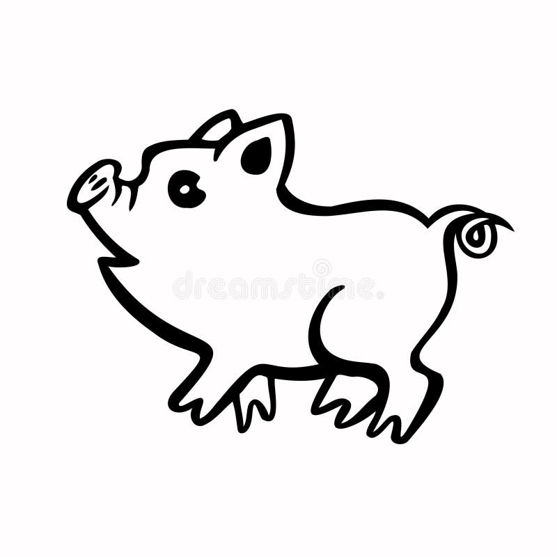 Symbol of the Year of the Pig, Piglet, Line and Vector Illustration ...