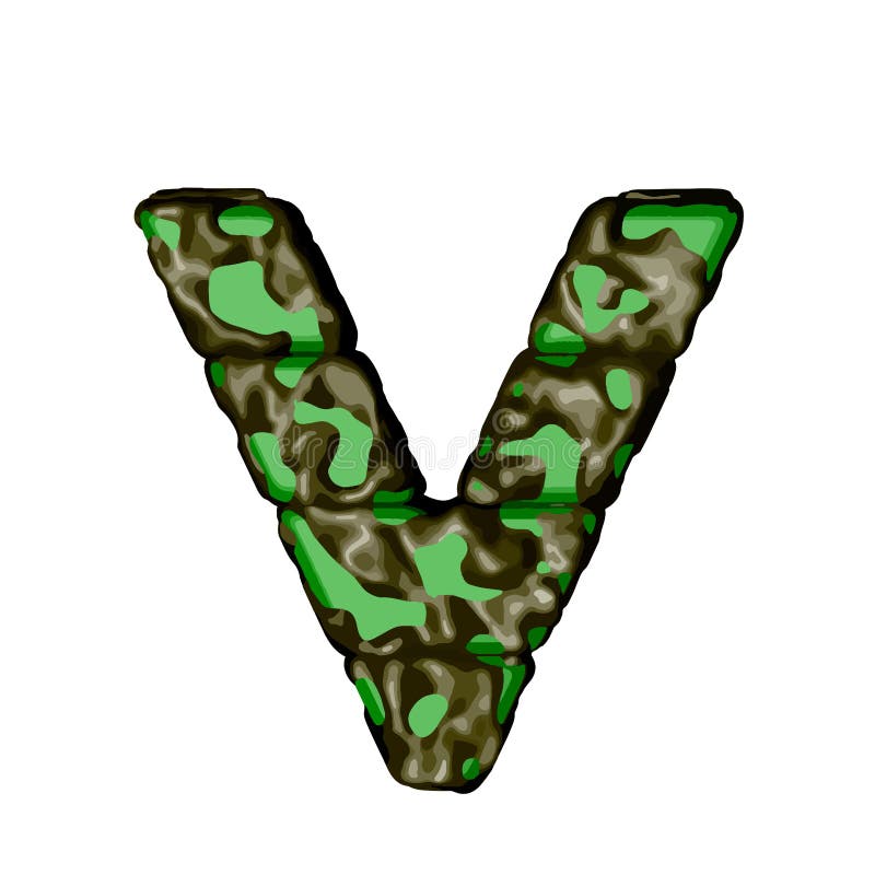Symbole 3d En Camouflage Vert. Lettre V Illustration de Vecteur ...