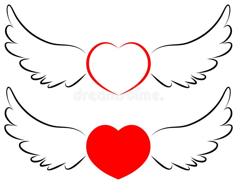 Symbole De Coeur De Vol Dans Des Ailes Illustration de Vecteur ...