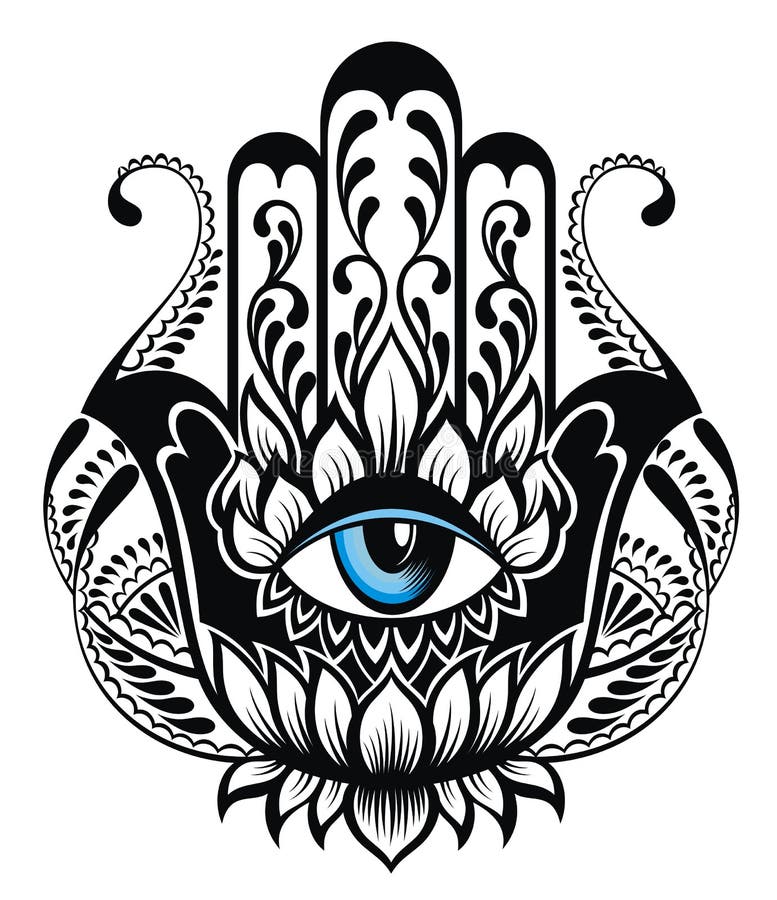 Symbole De Hamsa Main De Fatima Tatouage Design Illustration de Vecteur ...