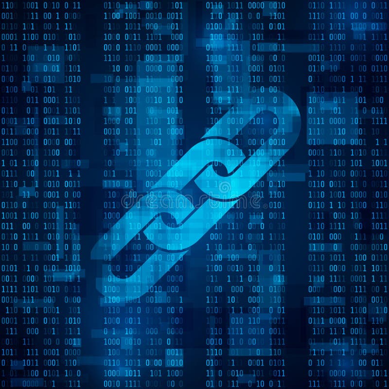 Symbole De Lien Hypertexte De Blockchain Sur Le Code Binaire ...