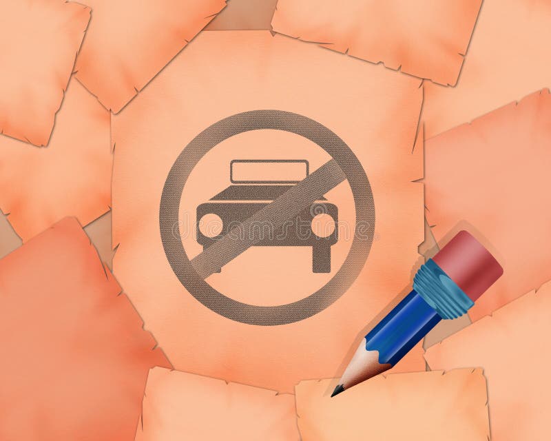 Symbole De Stationnement Interdit Et Petit Crayon Avec Lui Image stock ...