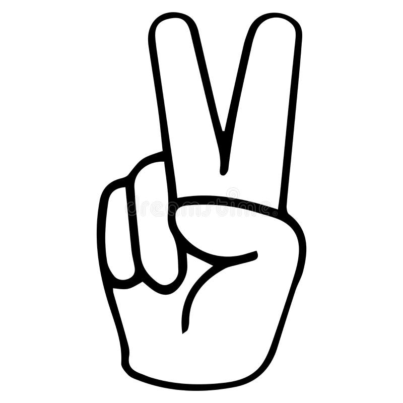 Symbole De Victoire De Geste De Main Sur Un Fond Blanc Illustration