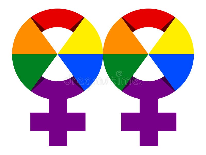 Symbole Lesbien En Couleur Arc En Ciel Signe Homme Homosexuel Arc En