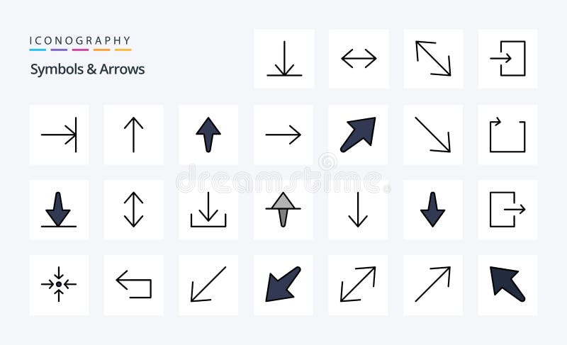 25 Symbole Mit Zeilenumbruch Und Stilsymbol Vektor Abbildung ...